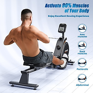 YOSUDA PRO Magnetic Rowing Machine for Home Use-Foldable Rower with 350lbs Weight Capacity and 16 Level Resistance