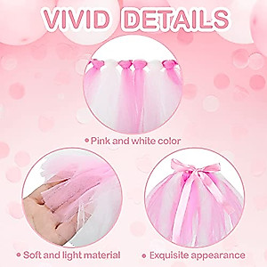 12 Pieces Mini Tutu Table Skirt Wine Bottle Cover Tutu Skirt Tulle Tutu Table Skirt Decor Tutu Garland Tulle Table Centerpieces for Wedding Baby Shower Cake Dessert Birthday Party (Pink and White)