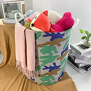 SineGux Collapsible Laundry Basket Large Laundry Hamper Waterproof Foldable Storage Bins Storage Basket with Handles Canvas Nursery Hampers for Laundry Clothes Toy Organizer (Camo Grey)