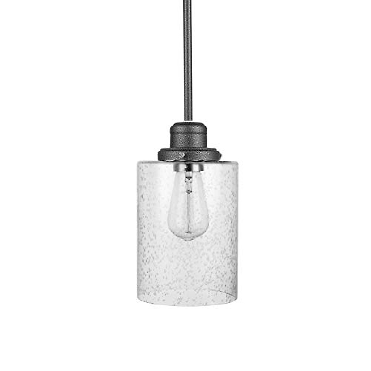 Globe Electric 61009 Annecy 1-Light Pendant, Graphite Finish, Seeded Glass Shade, Bulb Included