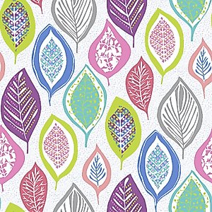 Stitch & Sparkle 100% Cotton 44" Organic Leaves Multi Color Sewing Fabric by The Yard
