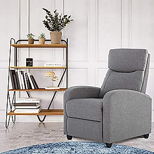 Recliner Chair, Arm Chair for Living Room Recliner Sofa Winback Single Sofa Home Theater Seating Modern Reading Reclining Chair Easy Lounge with Fabric Padded Seat Backrest Grey