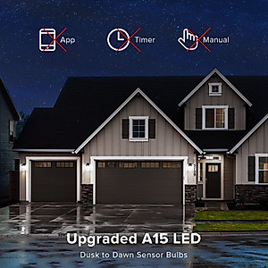 SANSI Dusk to Dawn Led Outdoor Light Bulb 1 Pack A15, 60 Watt Equivalent, Energy Efficient 8W, 5000K Daylight 800 lm Outdoor Light Bulbs, E26 Standard Base Dusk to Dawn Light Bulbs for Garage Porch