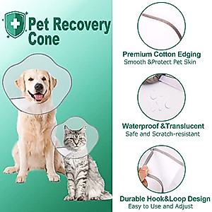 Supet Dog Cone Adjustable Pet Recovery Collar Dog Surgery Cone Protective Dog Cone Collar for Large Small Dogs After Surgery, Plastic Dog Cats Neck Cone of Shame E-Collar Anti-Bite Lick Wound Healing