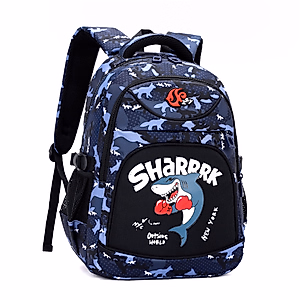 Shark Backpack for Boys, Camo Bookbags for Boys, Boys Backpacks for Kids Elementary