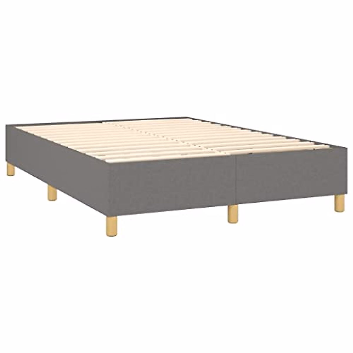 vidaXL Box Spring Bed with Mattress Home Bedroom Mattress Pad Double Bed Frame Base Foam Topper Furniture Dark Gray 53.9"x74.8" Full Fabric