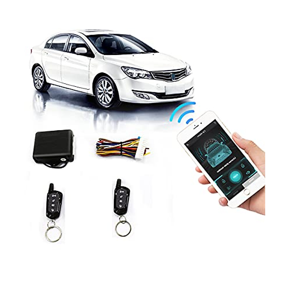 Keyless Entry for Car with Open Trunk Car Search Remote/App Control Fits for 95% DC12V Compact, Sedan, Coupes, SUVs