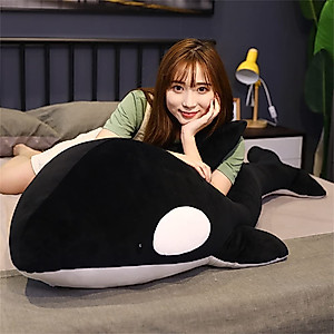 pangcangshu Nice 60/80cm New Black and Red Shark Plush Toys Big Killer Whale Doll Orcinus Orca Stuffed Sea Animals Children Birthday Gift (Red, 80cm/31inch)
