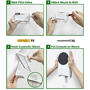 Wall Mount for Xbox Series S (Mount The Console & Accessories on Wall Near or Behind TV Left/Right), Wall Shelf Bracket Kit for XSS System
