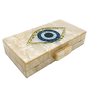 DDQYYSPP Acrylic Evil Eye Purse Women Box Evening Bags and Clutches Chain Shoulder Crossbody Handbag, Beige