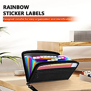 Nicecho Receipt Coupon Organizer, 13 Pockets Small Accordion File Organizer with Rainbow Labels, Small File Folder for Cards Bill Business Document, Zipper Closure, 11 * 6.8 Inches (Black) …