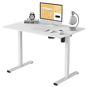FLEXISPOT Quick Install Standing Desk EC9 Electric Height Adjustable Desk for Home Office 48 x 24 Inches Sit Stand Desk Whole-Piece Desk Board VICI(White Frame + 48" White Top)