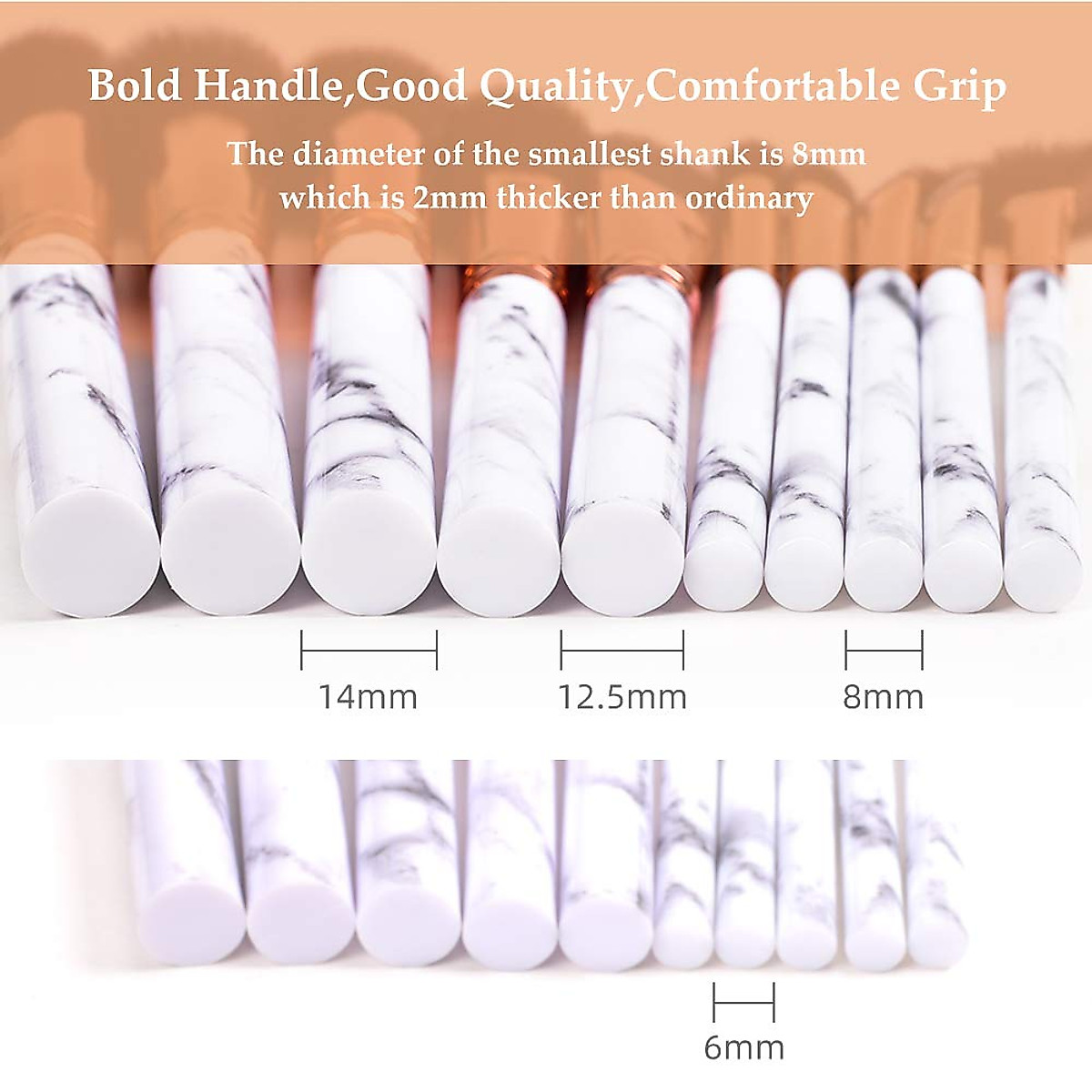 HEYMKGO Makeup Brushes Professional Marble Makeup Brush Set, Soft and Odor-free Natural Synthetic Bristles,10pcs Makeup Brush + 2 Makeup Sponge + Cosmetics Bag