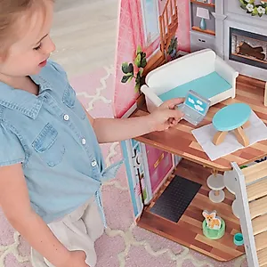 KidKraft Matilda Wooden Dollhouse with EZ Kraft Assembly™, Balcony, Movable Staircase and 23 Accessories, Gift for Ages 3+