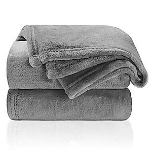 TILLYOU Micro Fleece Plush Soft Toddler Blanket for Boys Girls - Large Lightweight Crib Blanket for Baby Bed Lounger - Fuzzy Warm Cozy Blanket for Daycare Preschool Naptime Oversized 40x50 Gray