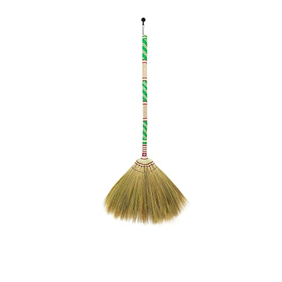 Natural Grass Broom for Sweeping Indoor and Outdoor with Brush Power and Circle Cleaning House, Kitchen, Office,Handmade Broom, Embroidered Woven,Housewarming Gifts Asian Broom 40 inch