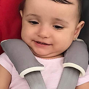 DorDor & GorGor Organic Baby Seat Belt Cushion, Extra Plush, 100% Cotton (Gray)