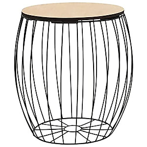 SLGSDMJ Vintage Coffee Table Set 3 Pieces Round Tabletop Furniture Side End Table with Metal Legs for Living Room, Bedroom, Office Poplar Plywood Iron