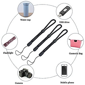 5PCS Wrist lanyard, 8.8 inch Hand Wrist Strap Lanyard, Adjustable Nylon Wristlet Straps for Cell Phone, Camera, GoPro, PSP, USB Flash Drives, Flashlight (Black)