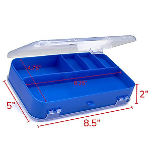 Craft County | Transparent Pencil Box | Double Sided Utility Box Storage Office Supplies Organizer | Blue