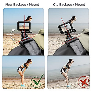 SUREWO Bag Backpack Shoulder Strap Mount with Universal Ball J Hook Compatible with GoPro Hero 12/11/10/9/8/7/(2018)/6/5 Black,DJI Osmo Action 3 and Most Action Cameras