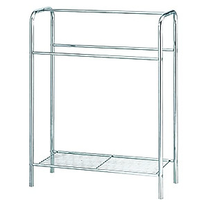 Freestanding Towel Rack, 3 Towel Bars and Shelf, Metal Towel Bar Stand, Silver-Tone Chrome Plated by Madison Home Products (MH11500)