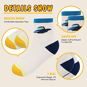 Mmkkhpy Toddler Little Kids Boys Fun Novelty Design Crew Cotton Socks 10 Pairs (5-8 Years, Dino Rocket)