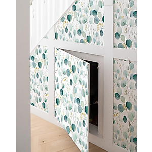 Sevalo Leaf Wallpaper Peel and Stick Wallpaper Boho Contact Paper for Cabinets Flower Floral Wallpaper Green Leaves Wallpaper Bathroom Self-Adhesive Removable Wallpaper Eucalyptus Nursery 17.3“×78.7”