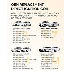 POCYBER Ignition Coil Pack Set of 6 for BMW Compatible with BMW 325i 325Ci 328i 330Ci 335i 525i 528i 530i 535i 545i X3 X5 M5 M6 Z4 Mini & more, Replaces OE# 12138616153