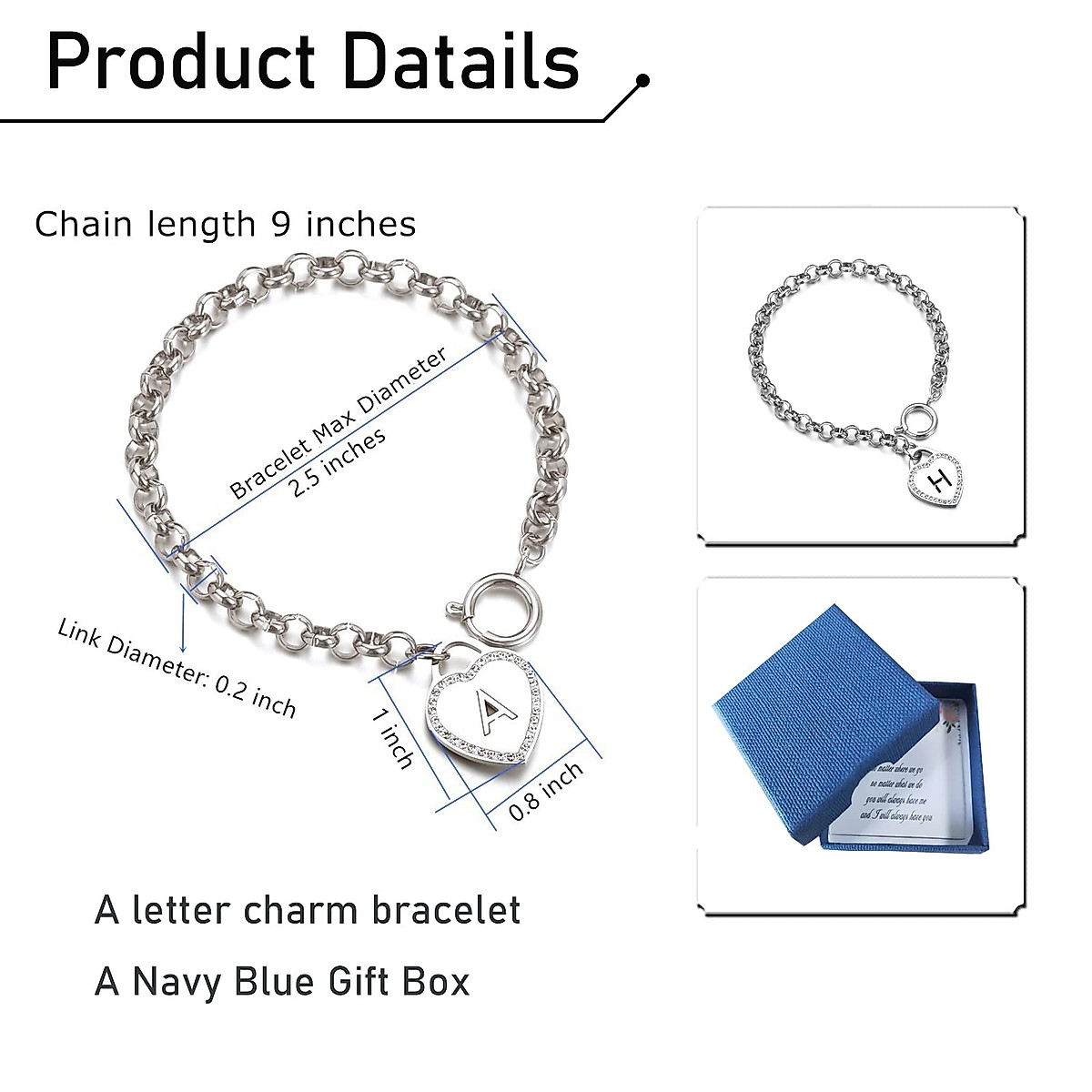 CaleesLLC C Letter Initial Charm Bracelet with Stainless Steel Material Is A Personalized Initial Bracelet on The Wrist for Women