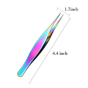 Honoson 6 Pieces Pointed Tweezers Ingrown Hair Precision Needle Point Tip Tweezers Stainless Steel for Nose Facial Hair Eyebrow Blackhead Remover(Rainbow Color)