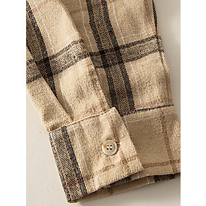 Floerns Men's Plaid Flannel Shirts Long Sleeve Regular Fit Button Down Causal Shirts Khaki L