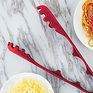 Fox Run 2 in 1 Pasta Measuring Tongs, 12.5", Red