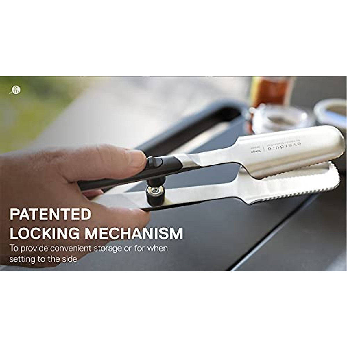 Everdure by Heston Blumenthal Premium Pack of 3 BBQ Tool Kit: Brushed Stainless Steel Tongs, Spatula and Fork with Soft Grip Handles and Hang Zone