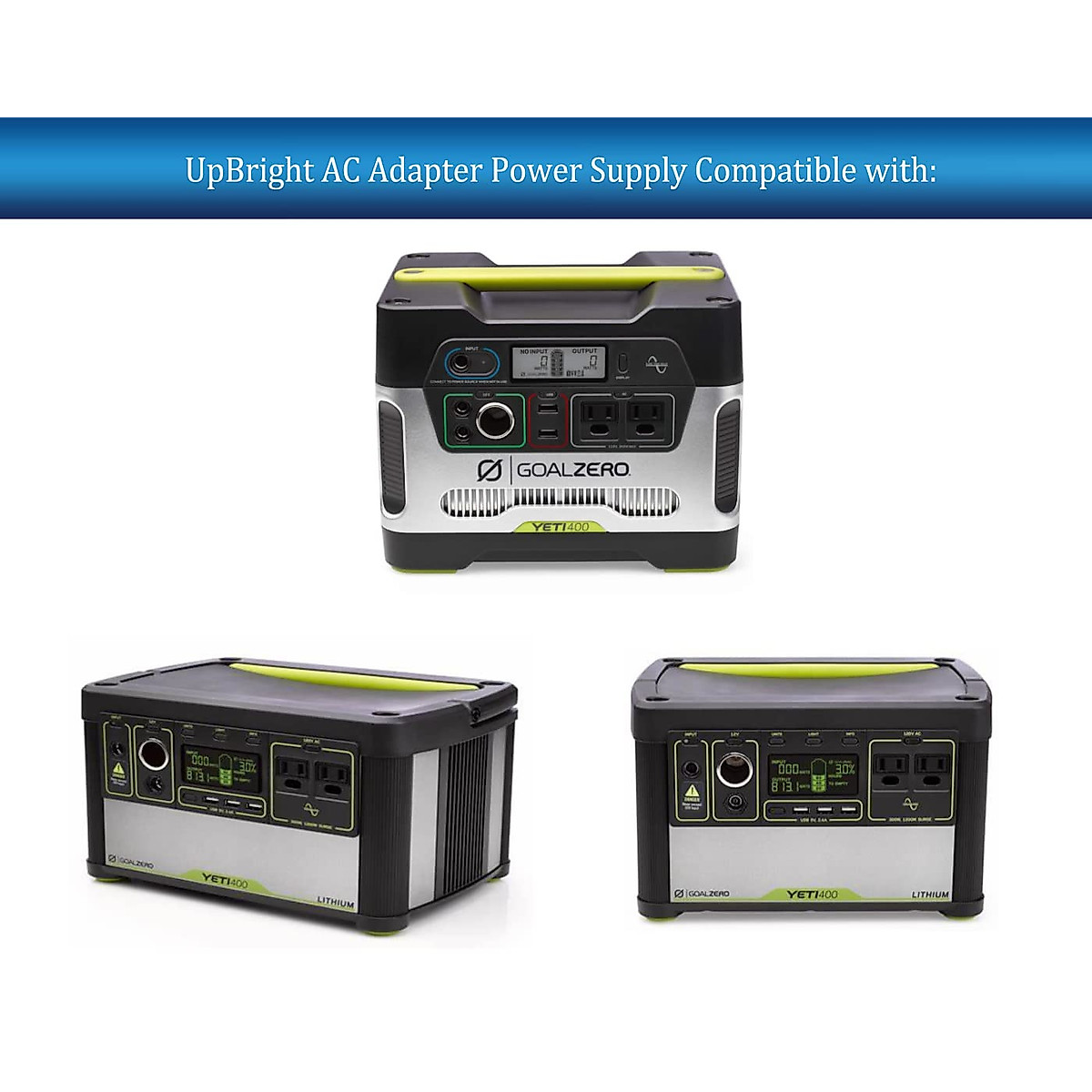 UpBright 14V- 16V AC/DC Adapter Compatible with Goal Zero GoalZero YETI400 YETI 400 Lithium Ion Portable Power Station 400Wh Solar Generator Li-ion NMC Battery 14-29V 22V 8mm round port Supply Charger