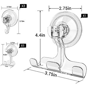 Suction Cup Hooks, BUDGET & GOOD Reusable Waterproof Shower Hook, 4Pcs Vacuum Suction Hooks - Razor Holder - Wreath Hook - Multi-Use for Bathroom Kitchen Office, Storage & Organization for Accessories