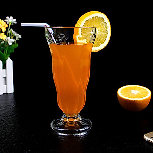 Cheardia 6 Pack Plastic Milkshake Glasses, 13.5 oz Old Fashioned Soda Glass Footed Ice Cream Cups, Clear Pina Colada Fountain Glasses Milkshake Cups for Sundae, Juice, Tropical Drinks, Party