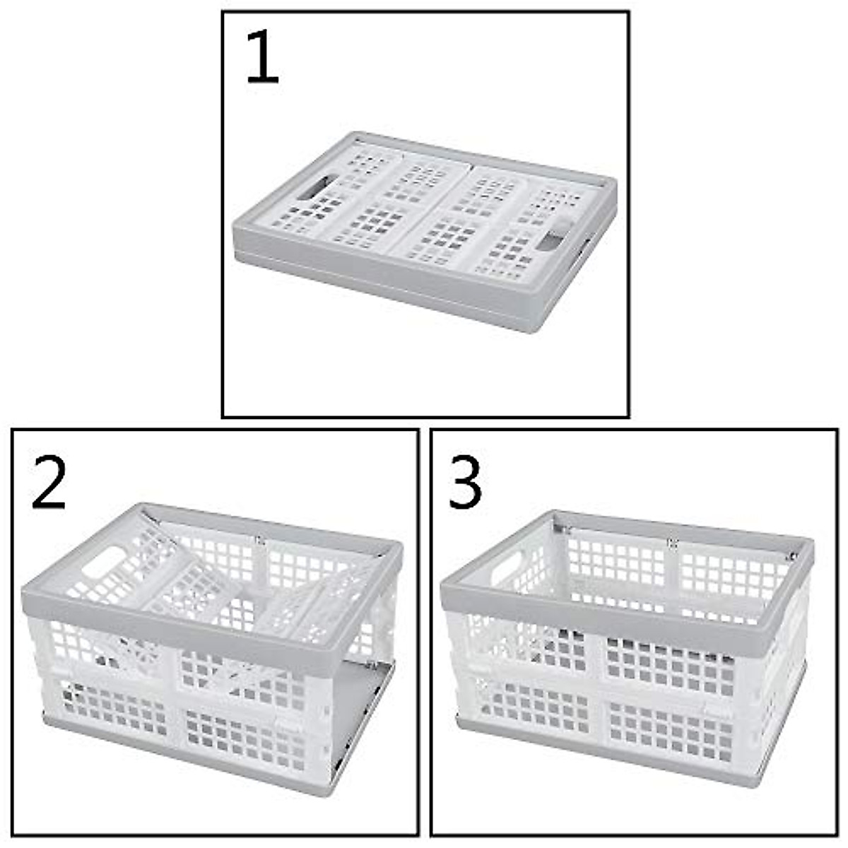 Kiddream Set of 3 Collapsible Storage Bin, 15 Liter Plastic Folding Crates Stackable