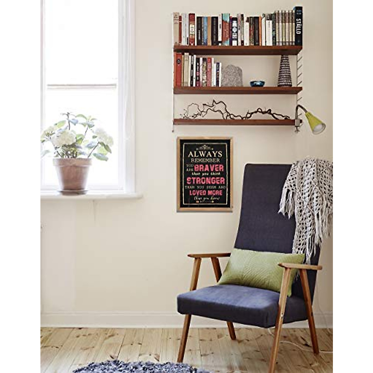 Wartter 11.8x15.8 inches Always Remember You are Braver Than You Think Wood Framed Wall Art Decorative Sign.