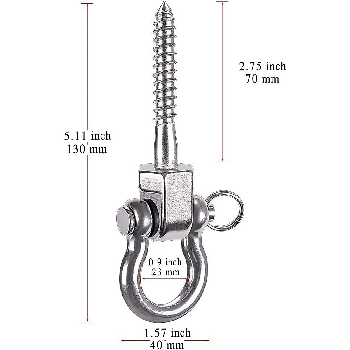 BeneLabel Set of 6 Permanent Antirust Stainless Steel 304 Screw Bracket Heavy Duty Swing Hanger 1800LB Capacity, Indoor Outdoor Playground Yoga Hammock Chair Sandbag Punching Bag, Hardware Swing Sets