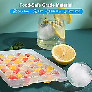 Ice Cube Tray, 3 Packs Round Ice Cube Trays for Freezer, Easy-Release 1 IN X 111 Pcs Ice Ball Maker Mold with Removable Lid and Bin Making Ice Balls for Tea Coffee Cocktail Whiskey (Blue)