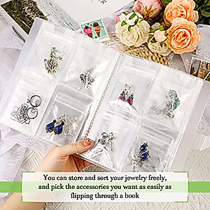 2 Pcs Transparent Jewelry Organizer Book Travel Jewelry Storage Book Portable Jewelry Album with Clear PVC Bag for Earring Stud Ring Card Photos (160 x 2 Card Slots and 100 PVC Bags)