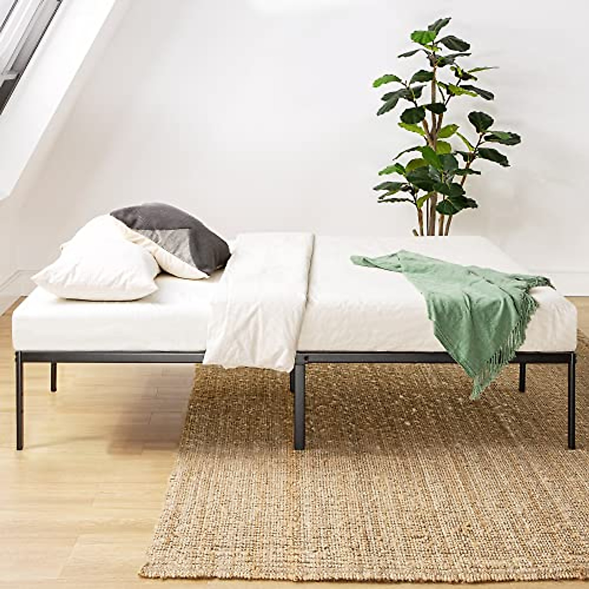 Best Price -Mattress 14 Inch Metal Platform Bed, Heavy Duty Steel Slats, No Box Spring Needed, Easy Assembly, Black, California King