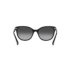 Ralph by Ralph Lauren Women's Ra5282u Universal Fit Cat Eye Sunglasses, Shiny Black/Gradient Grey, 55 mm