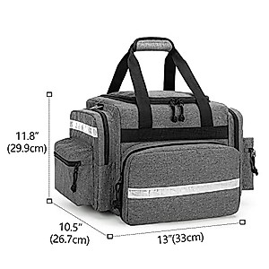 Damero Professional Medical Bag Empty, First Responder Trauma Bag with Detachable Dividers for Home Health Care, EMT, EMS, Gray(BAG ONLY)