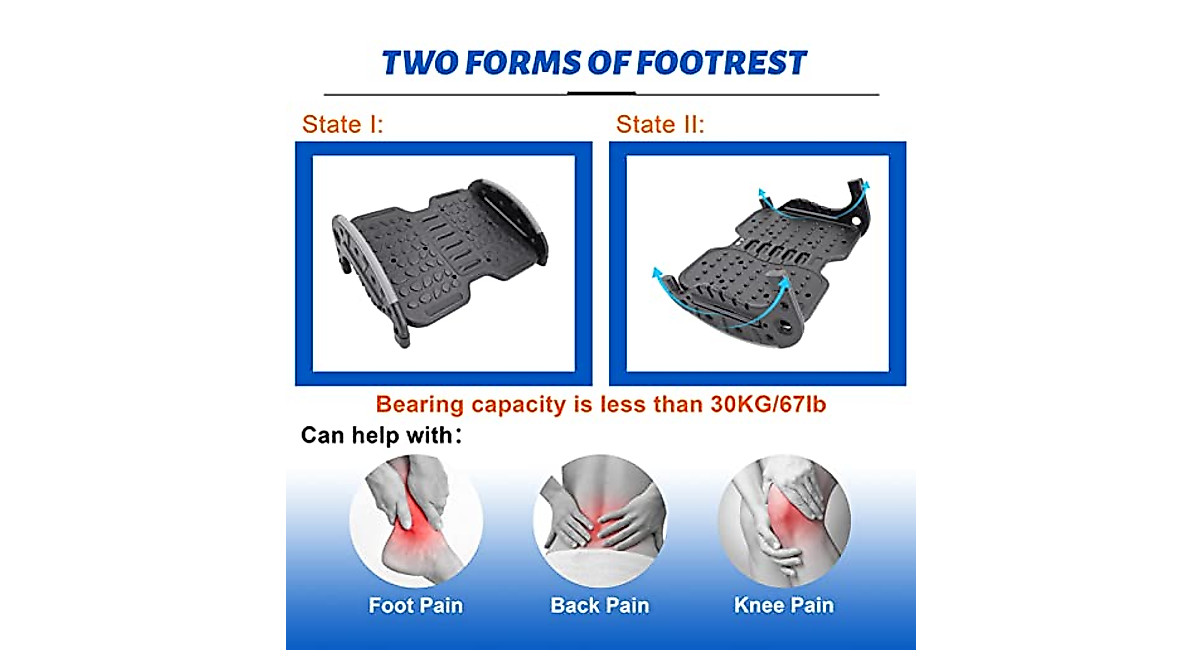 Under Desk Foot Rest: Rocker, Massage, Relieve Fatigue
