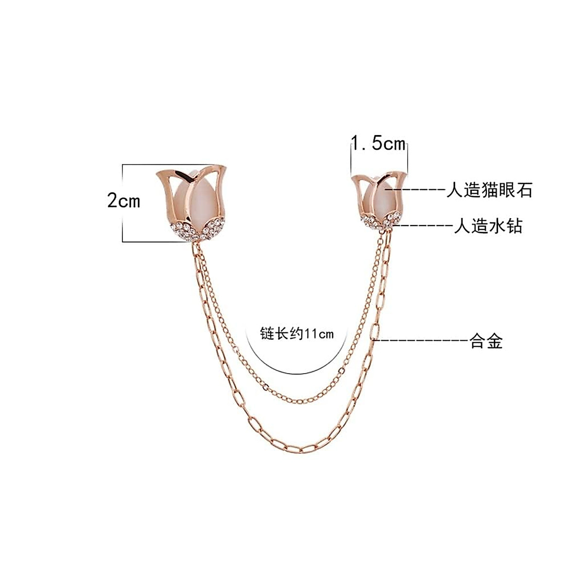 MJWDP Shirt Collar Pin Neck Brooch Chain Corsage Decoration Women's Button Pin Sweater Accessories Pin Accessories