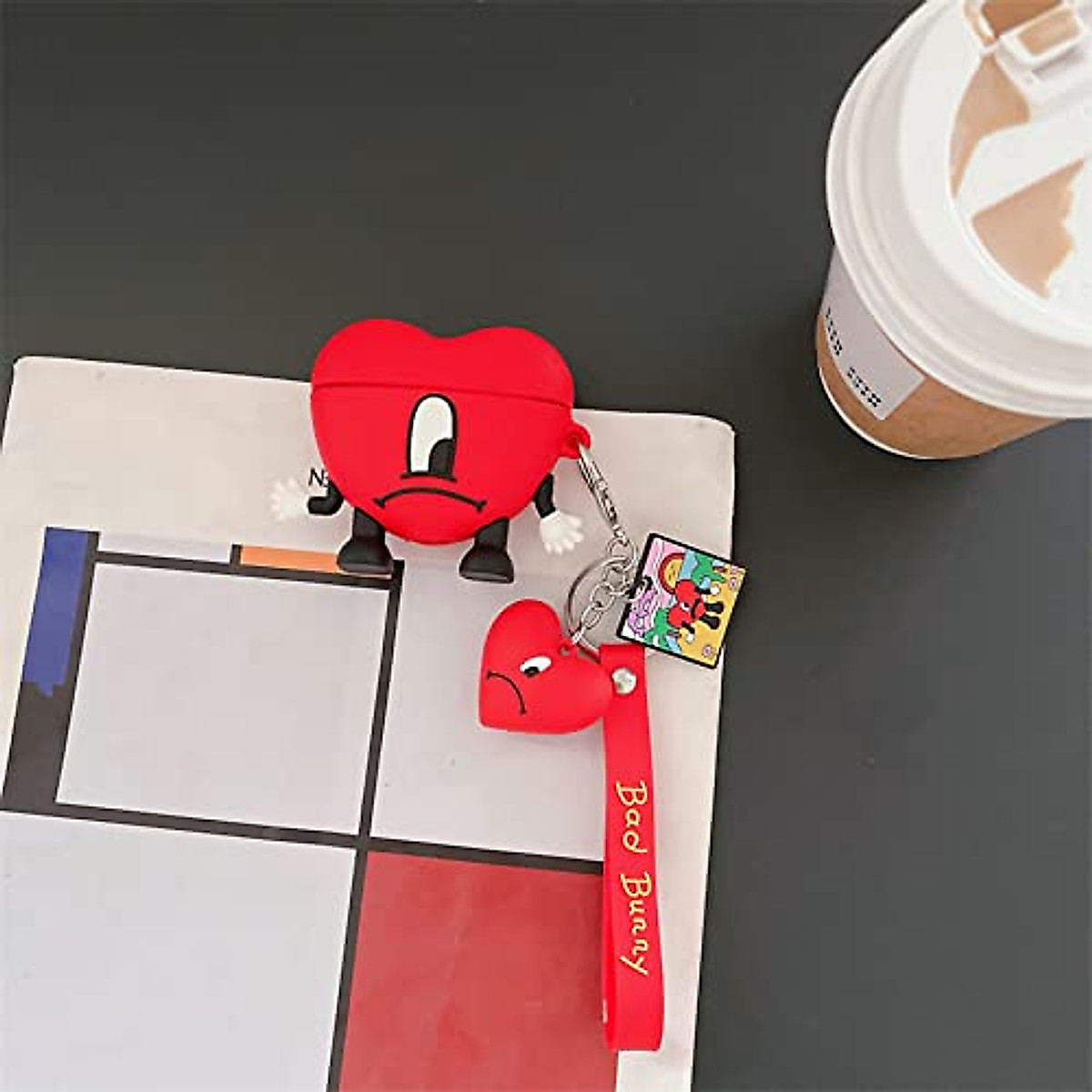 AOLABOKY for Airpods 3rd Generation case,Heart Earphone case,3D Fashion Popular Cool Bad Bunny Silicone Headphone Case for Airpod 3 with Same Keychain