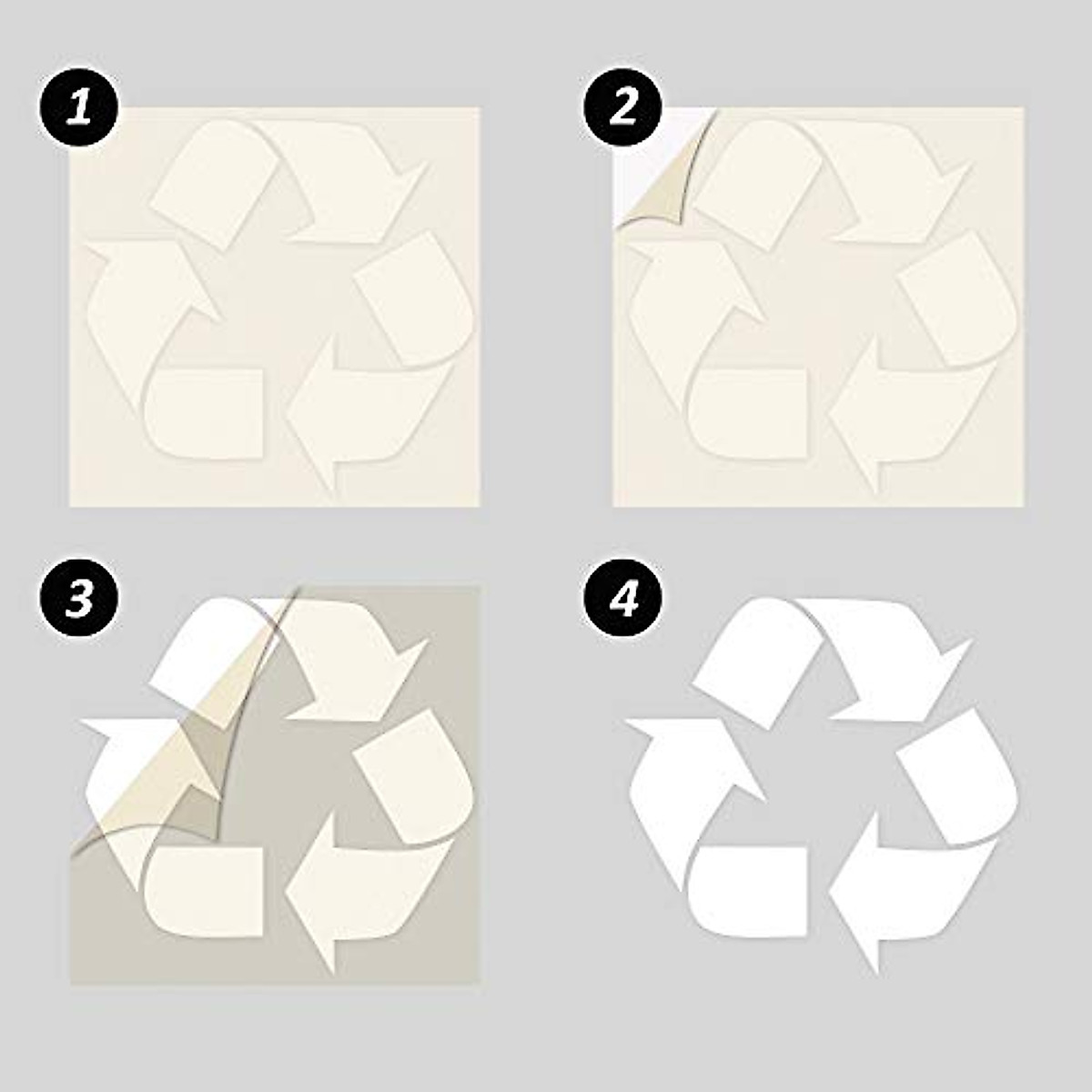 Ignixia (2 Pack) Recycle Sticker for Trash Can to Organize Garbage containers, Recycle Sign Decal Plotter Cut Vinyl Recycle Symbol (White, 3 X 3 Inches)