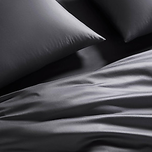 Brooklinen Luxury Sateen 7 Piece Sheet Set - 100% Cotton, Queen Size in Slate Grey - 1 Duvet Cover, 1 Fitted Sheet, 1 Flat Sheet, 4 Pillowcases | Best Luxury Sheets